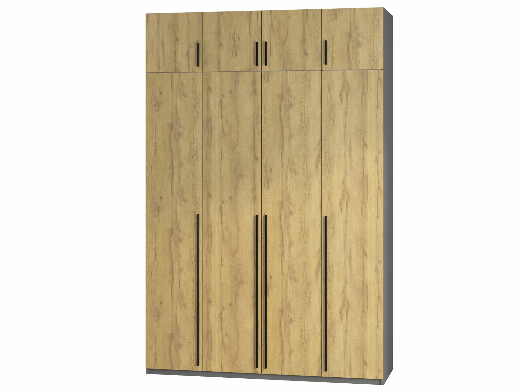 Шкаф распашной МногоМеб Лаура 4-А 160х40х240 четырехстворчатый, антресоль, серый/дуб вотан