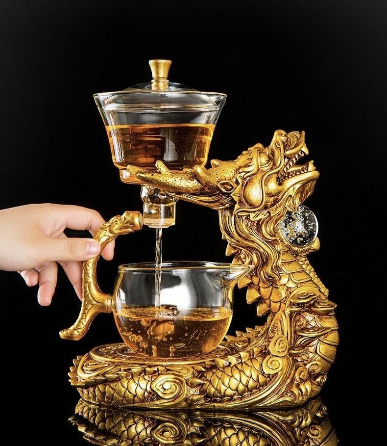 Стеклянный заварочный чайник с подставкой в виде животного для церемониального чаепития и расслабления