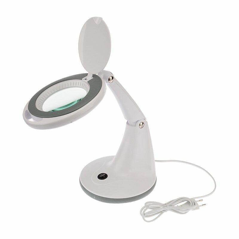 Лупа настольная 3D с подсветкой 30 SMD LED, 100мм, белая REXANT