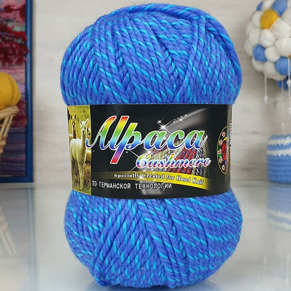 Пряжа Color City альпака кашемир 564 василек/бирюза меланж (10 мотков)
