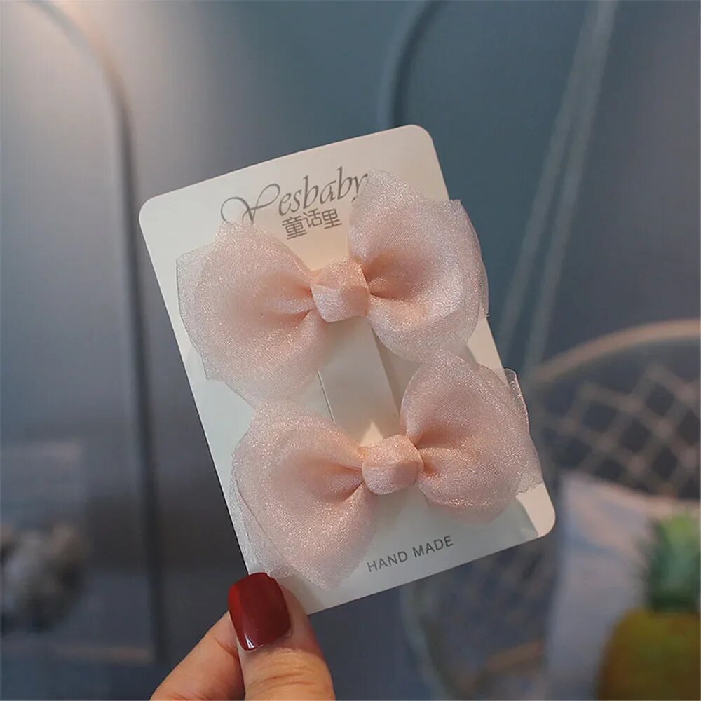 2 шт./компл, детские заколки для волос с бантом и лентой, нескользящие заколки из кожи I