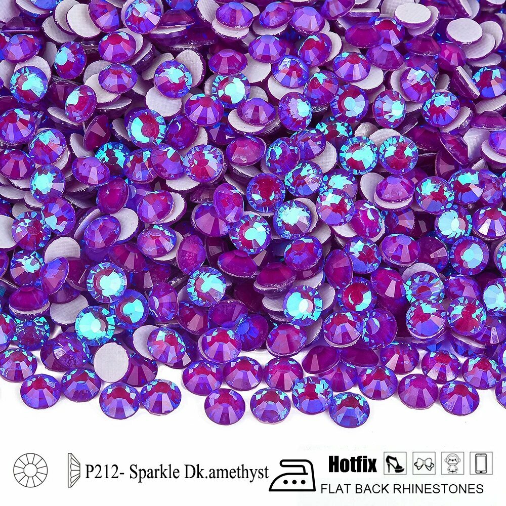 Стразы OLeeya фиолетовые стеклянные для декора 6mm SS30 288pcs, p212 dk amethyst