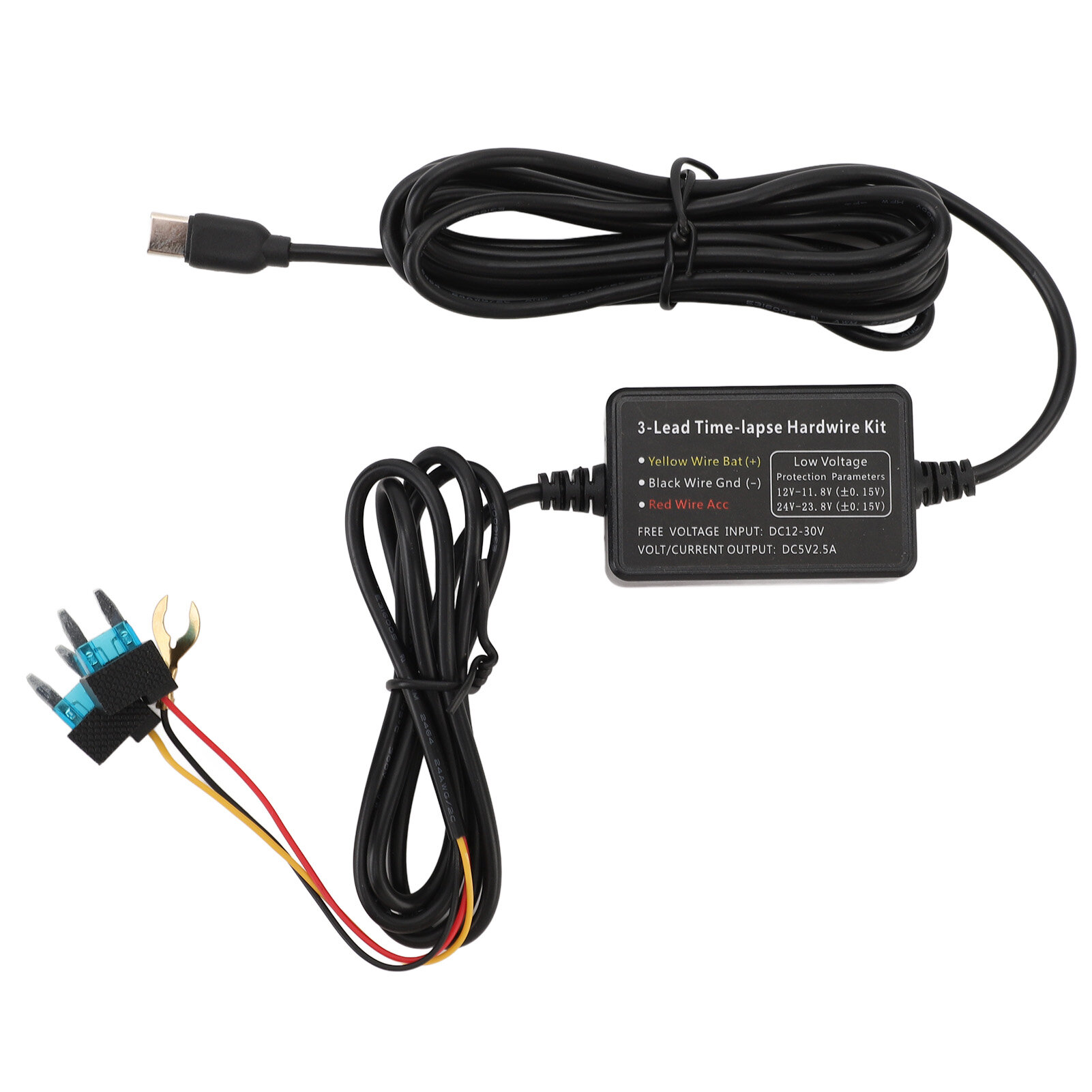 Комплект Жестких проводов для Видеорегистратора Type C от 12 В‑30 В до 5 В Шнур Питания камеры для Питания GPS, Радар-детекторов и многого Другого