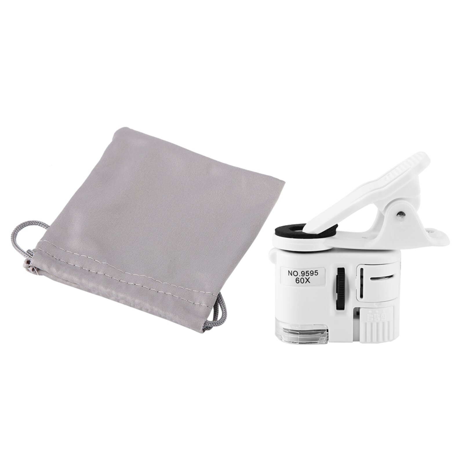 Magnifying Glass Cell Phone Clip On Microscope, LED UV Light 9595W 60X Clip-type Loupe for Currency Detecting Jewelry and Antique Evaluating