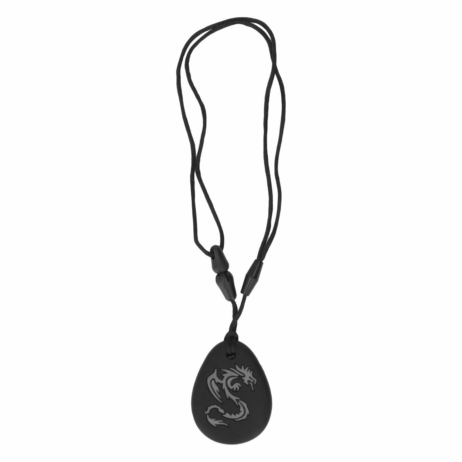 2 жевательных ожерелья чёрный фон серый дракон , силикон, сенсорные