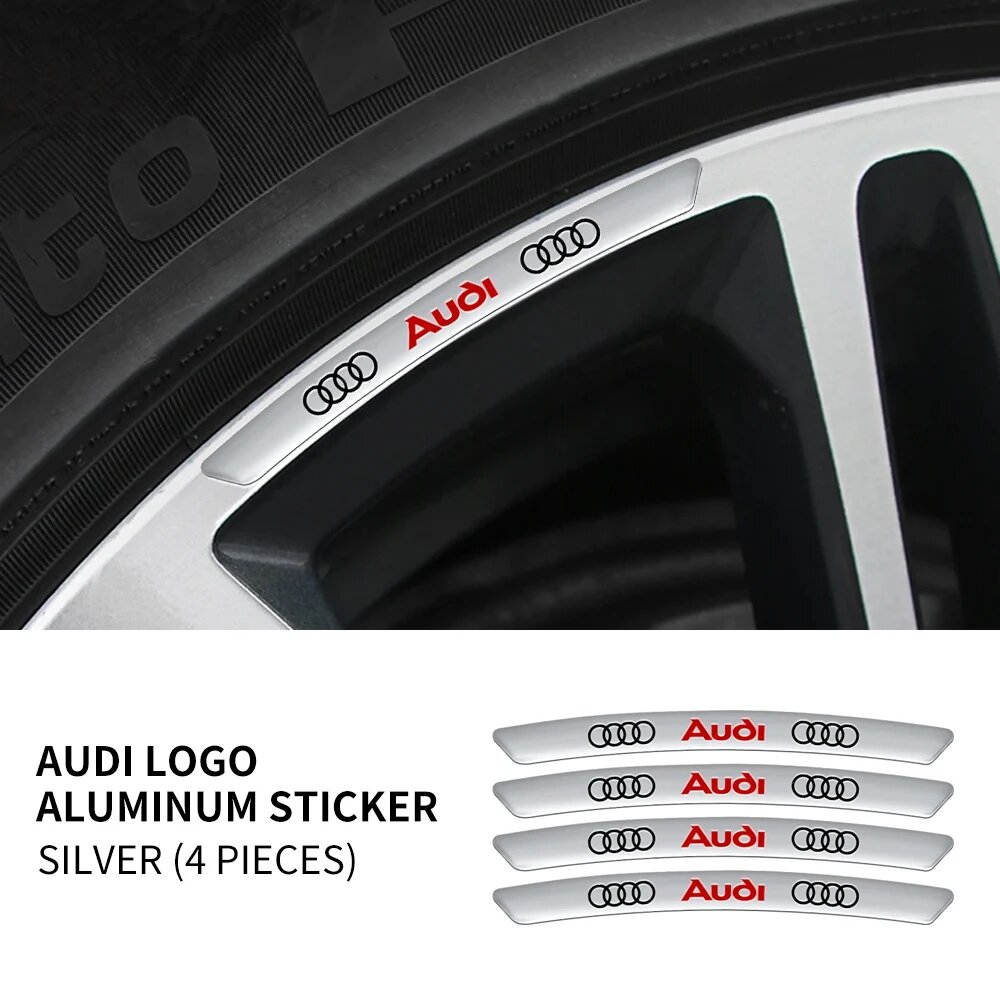 4 шт, алюминиевые автомобильные Значки для Audi QUATTRO S Line Q3 Q5 Q7 RS3 RS4 RS5 A3 A4 B5 B7 B9 8p 8V For Audi Silver