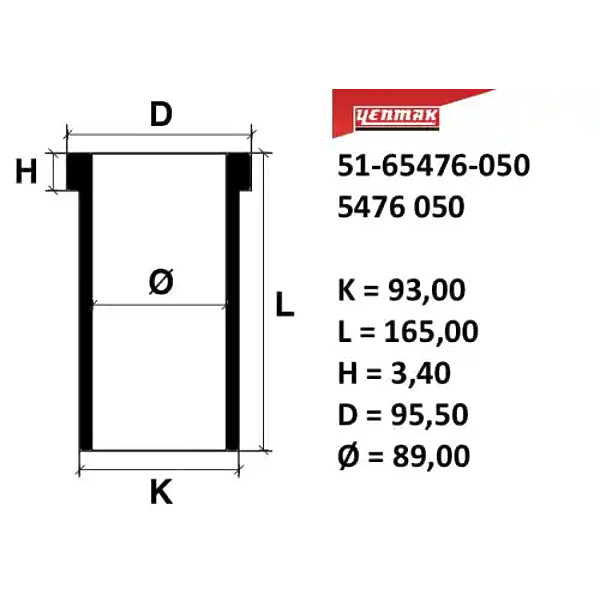 YENMAK 51-65476-050 гильза d89.91 +0.50\ Ford (Форд) Transit (Транзит) 2.4tdi 99