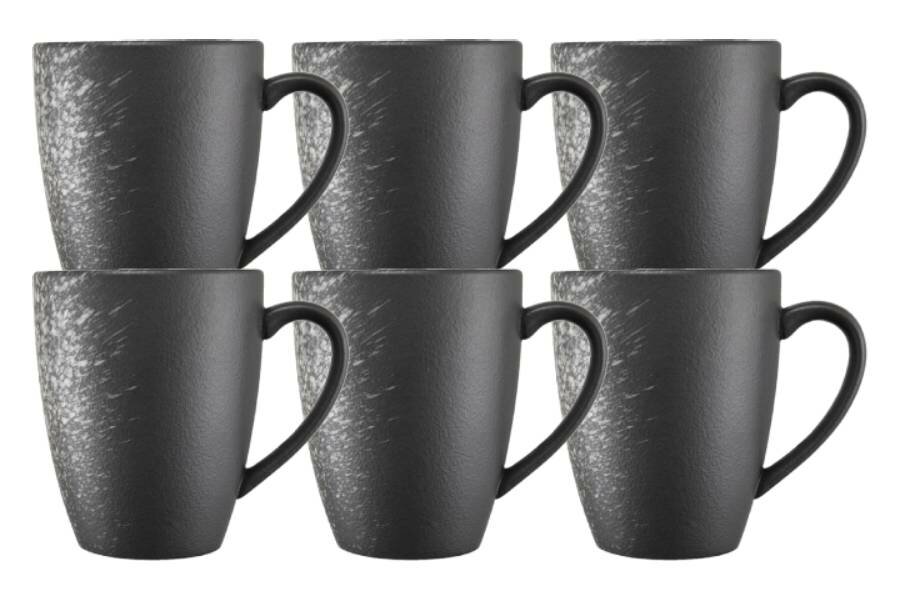 Набор 6 кружек, 400 мл, фарфор P, черная, в белую крапинку, Caviar Galaxy (Maxwell&Williams)