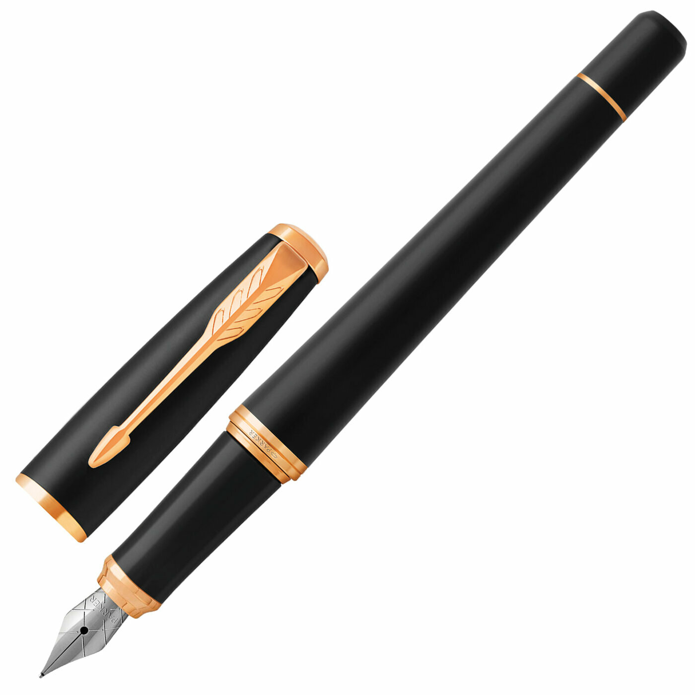 Ручка перьевая Parker "Urban Core Muted Black GT", корпус черный матовый лак, позолоченные детали, синяя (1931593)