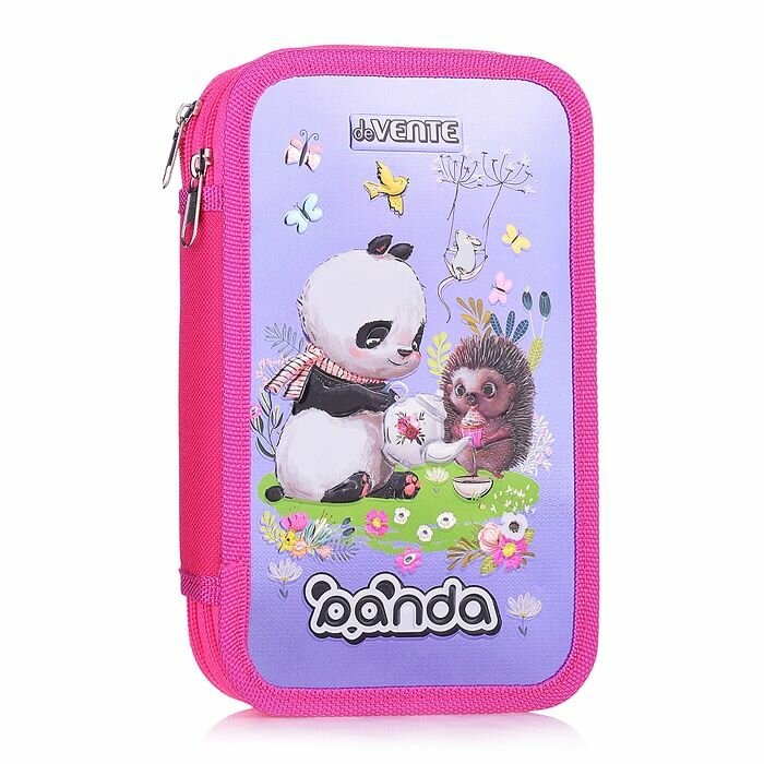 Пенал deVENTE "Panda" 20,5x12 см, двухстворчатый прямоугольный, на молнии (7012200)
