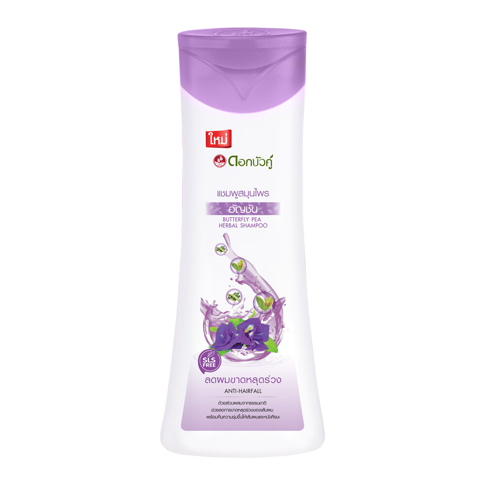 Dok Bua Ku BUTTERFLY PEA HERBAL SHAMPOO, Twin Lotus (Травяной шампунь для волос С мотыльковым горошком против выпадения волос, Твин Лотус), 200 мл.