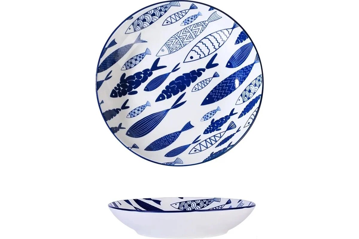Homium Kitchen Japanese Collection Очарование тарелка диаметром 20 см синий/белый стиль