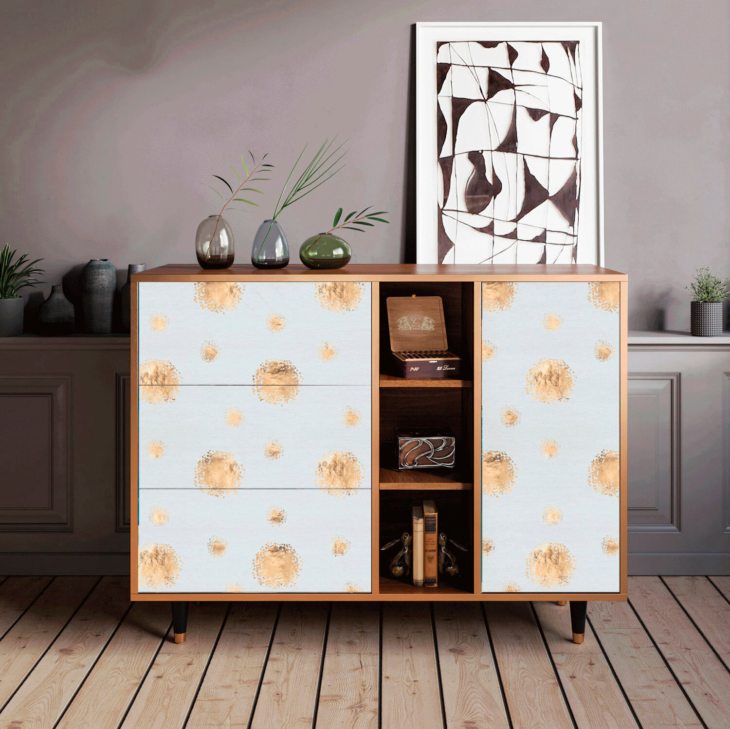 Комод - STORYZ - BS2 Sky Latte, Разер - 125 x 97 x 48 см , Цвет корпуса - Орех