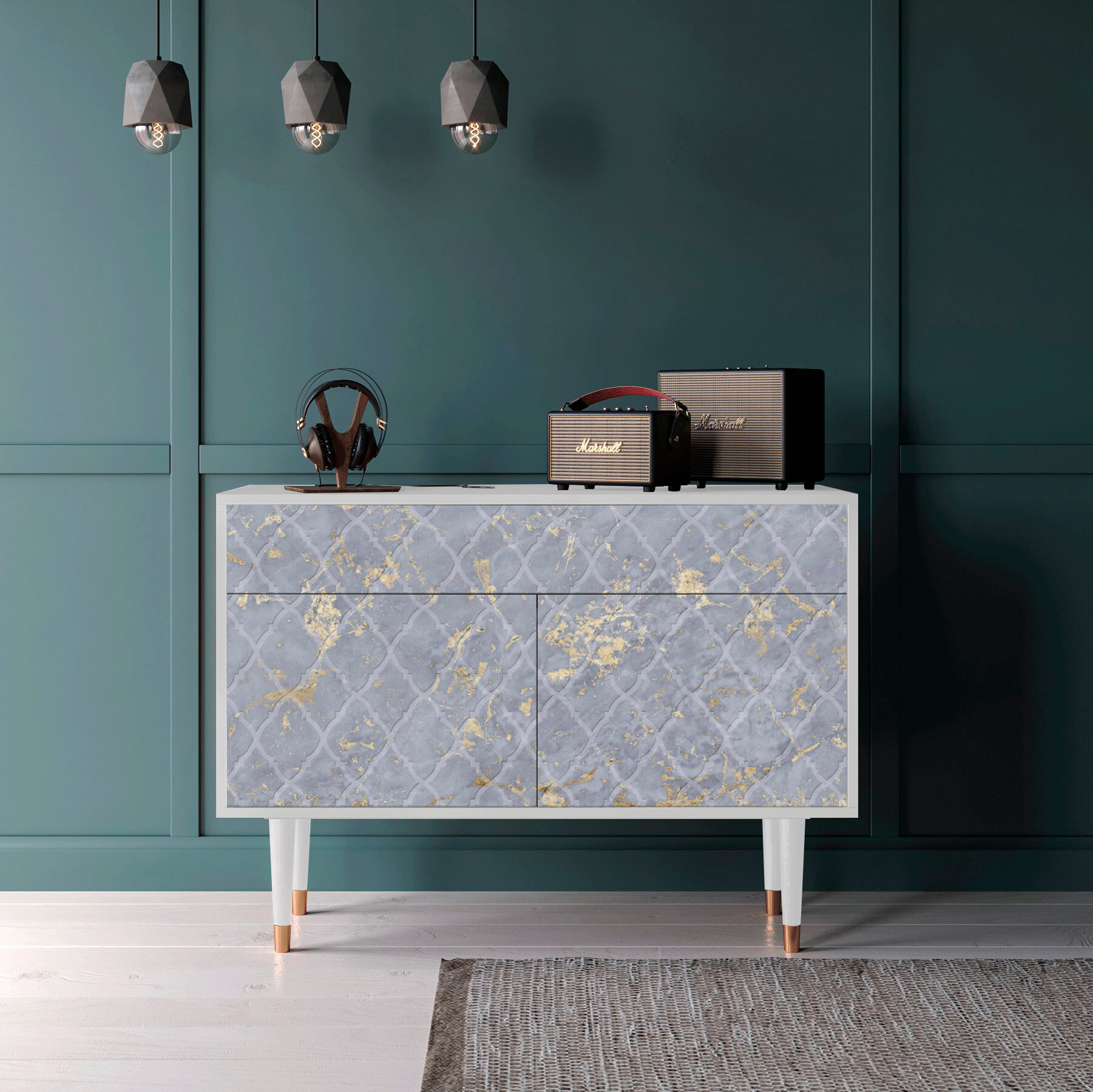 Комод - STORYZ - BS4 Golden Smoke, Размер - 115 x 85 x 48 см, Цвет корпуса - Белый