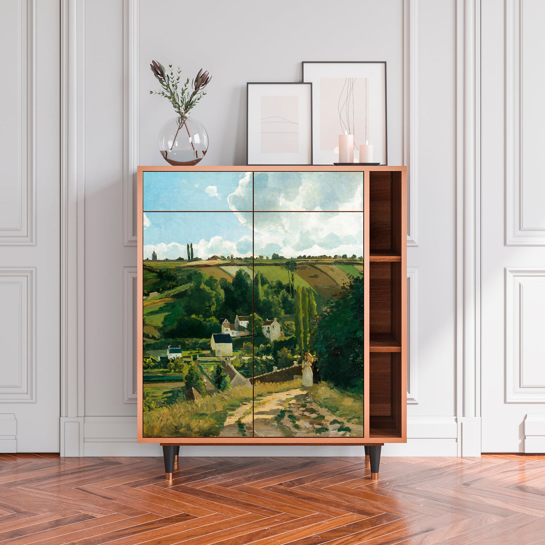 Комод - STORYZ - BS6 Jalais Hill by Camille Pissarro, Размер - 94 x 110 x 41 см, Цвет корпуса - , Орех