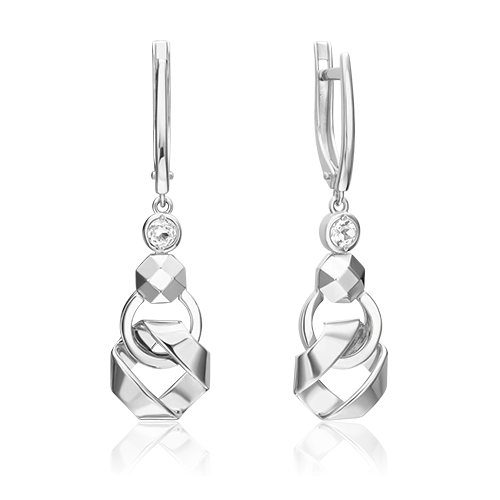 Серьги, белое золото, 585 проба, топаз