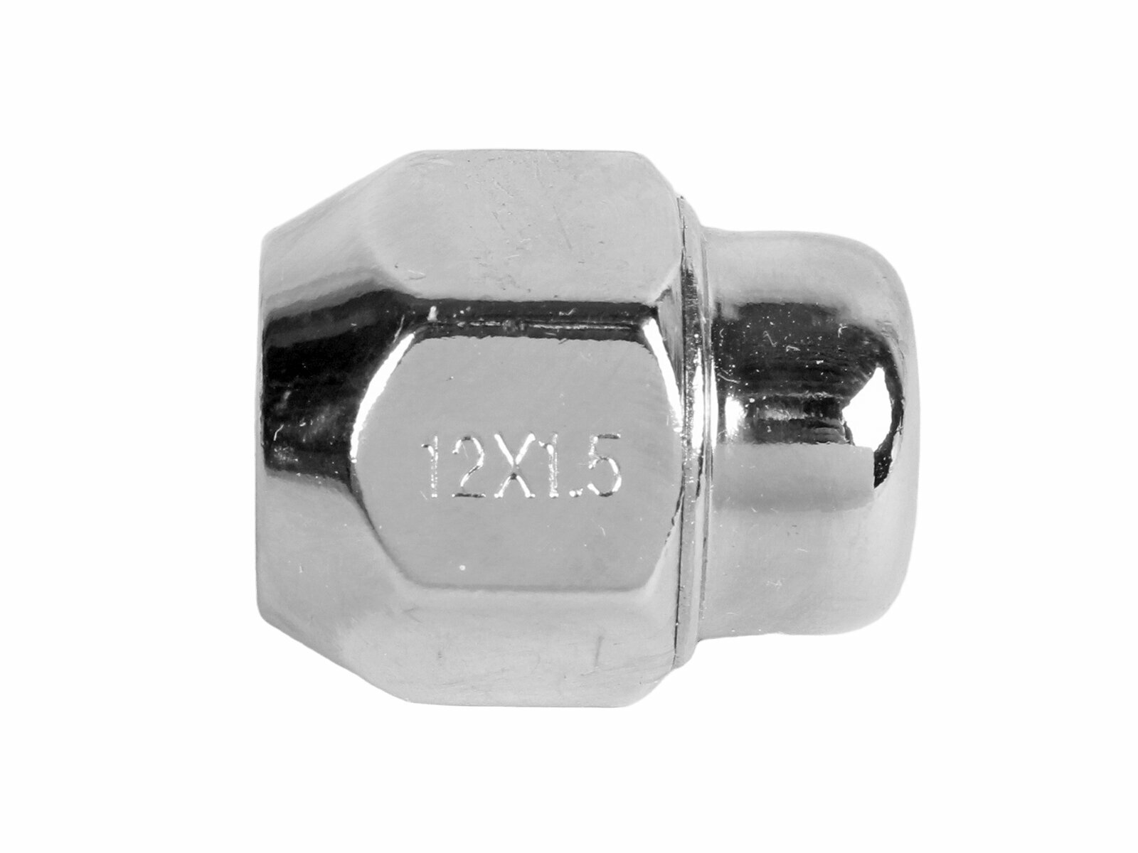 Гайка колеса М12х1.5х27 закрытая, ключ 21, конус хром 1 штука