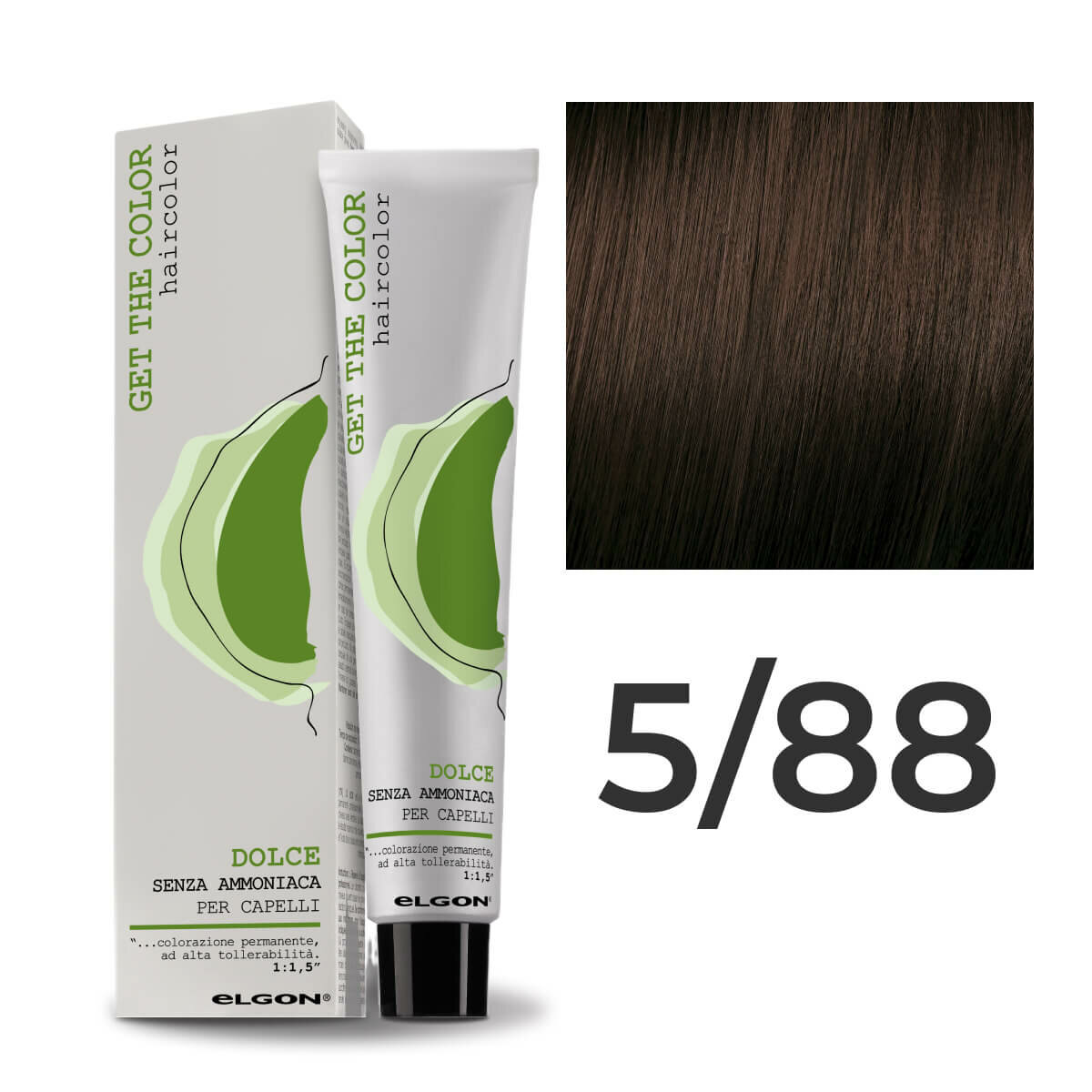 Крем - краска для волос профессиональная Elgon Get the Color Dolce 5/88 Светлый каштановый Насыщенный шоколадный 100 мл
