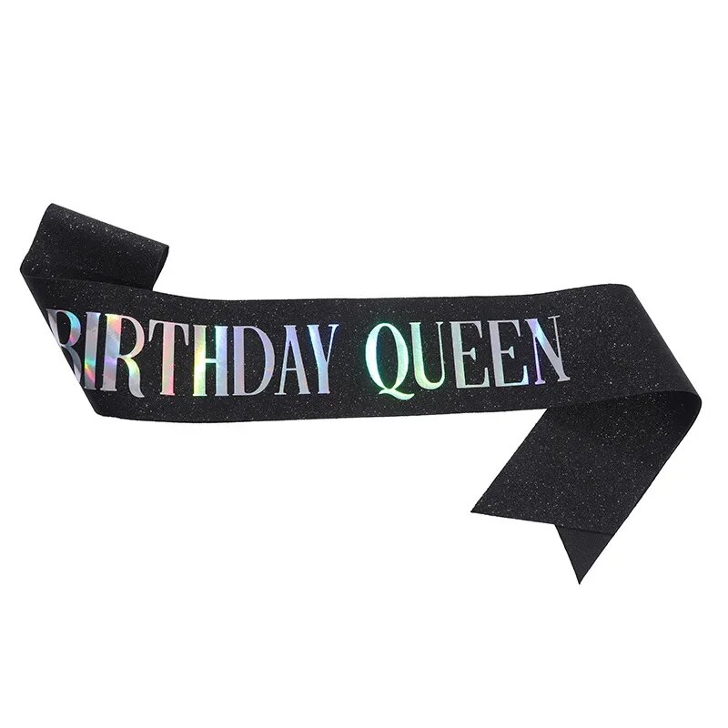 Черный атласный пояс "Birthday Queen"
