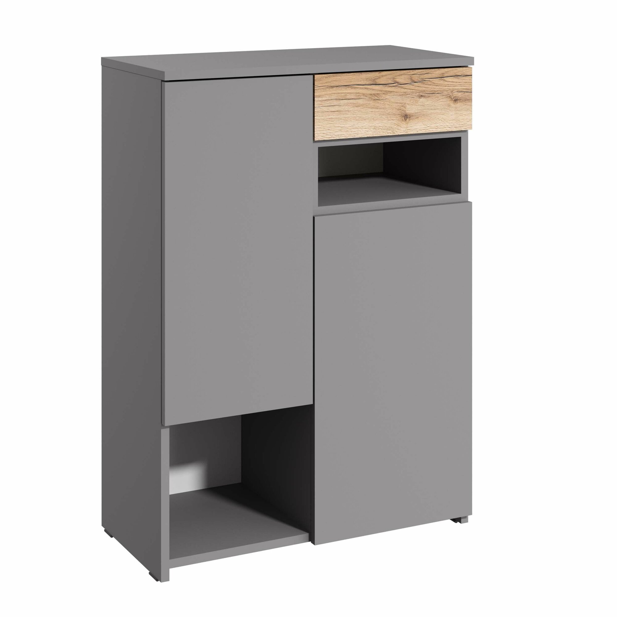 Комод 2х дверный с ящиком йорк/Серый шифер/Дуб Делано/МК (Атмосфера)