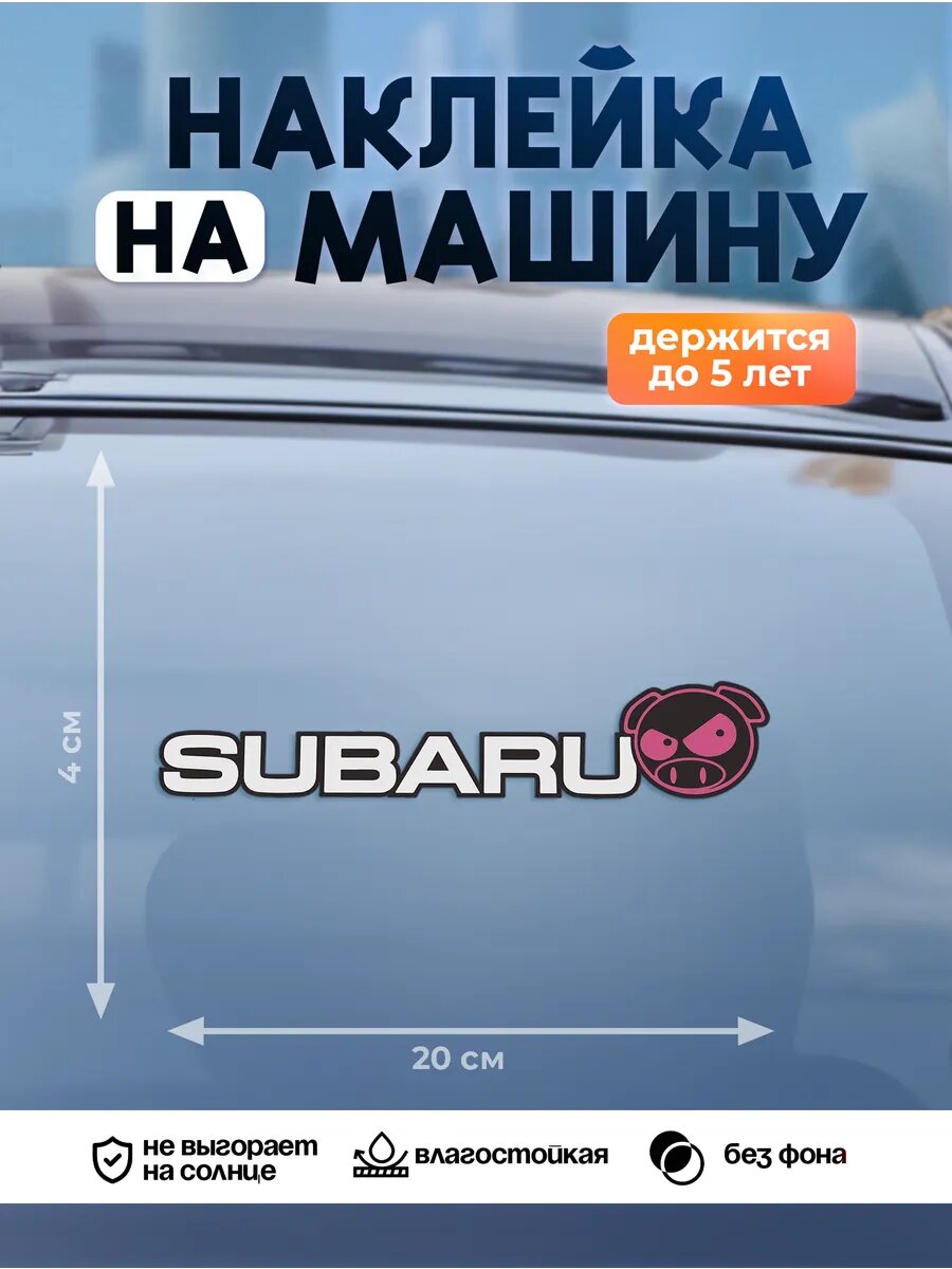 Наклейка на авто KEKS, тюнинг на машину "Свин субару", на стекло, глянцевая, 20x4см