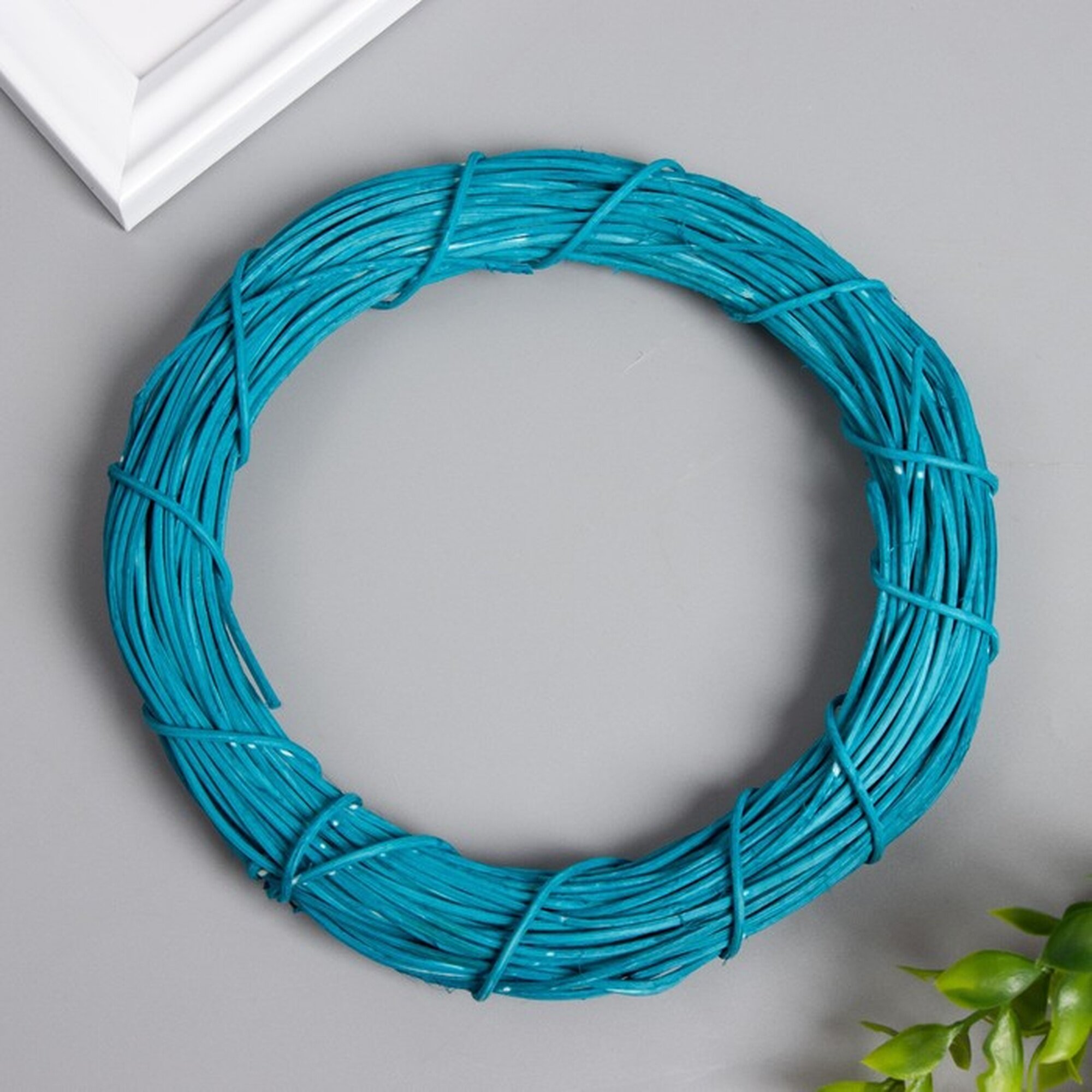 Кольцо для ловца снов Сима-ленд "Синий", натуральный ротанг, d=15см