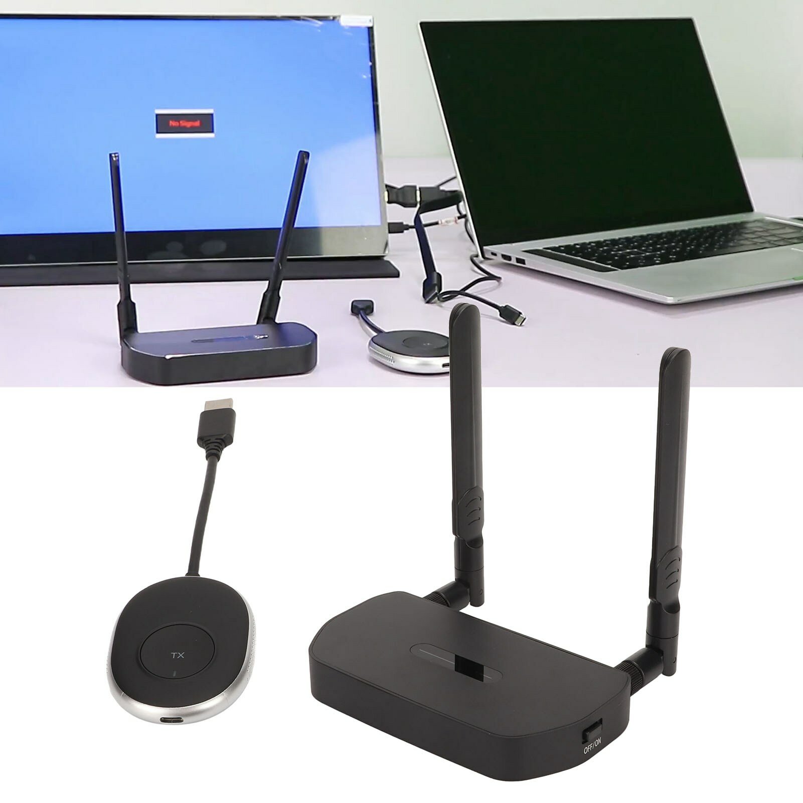 Трансмиттер и приемник HD Multimedia Interface 4K 30Hz с поддержкой 2.4GHz и 5GHz WiFi, беспроводной видеоэкстендер для HDTV и проекторов, set WHD 2, с передачей до 50м, поддержка 8 передатчиков на 1 приемник, выходы HD Multimedia Interface и VGA, порт