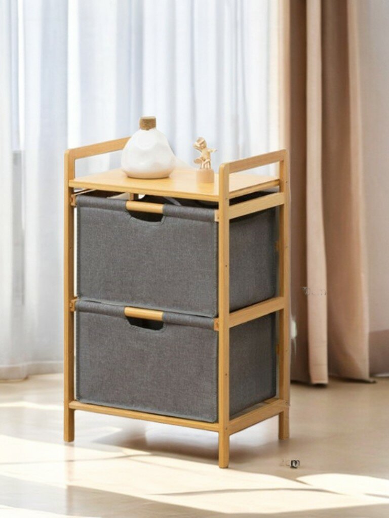 Этажерка бамбуковая с полкой, напольная, 45x32x70 см, для хранения в ванной и спальне, Bambuchka