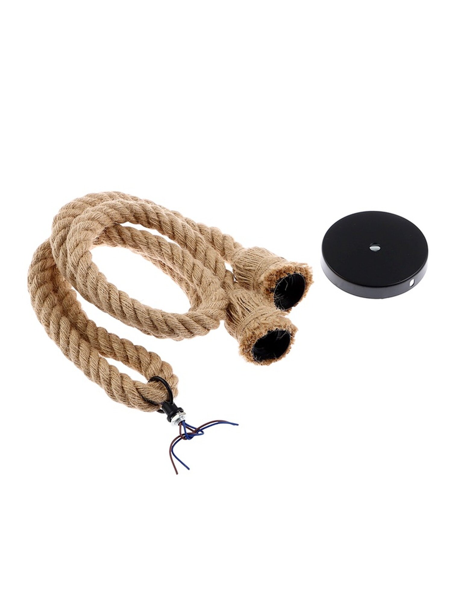 Патрон Сима-ленд Е27, подвесной, двойной, джут, 1 м, 220 В, коричневый