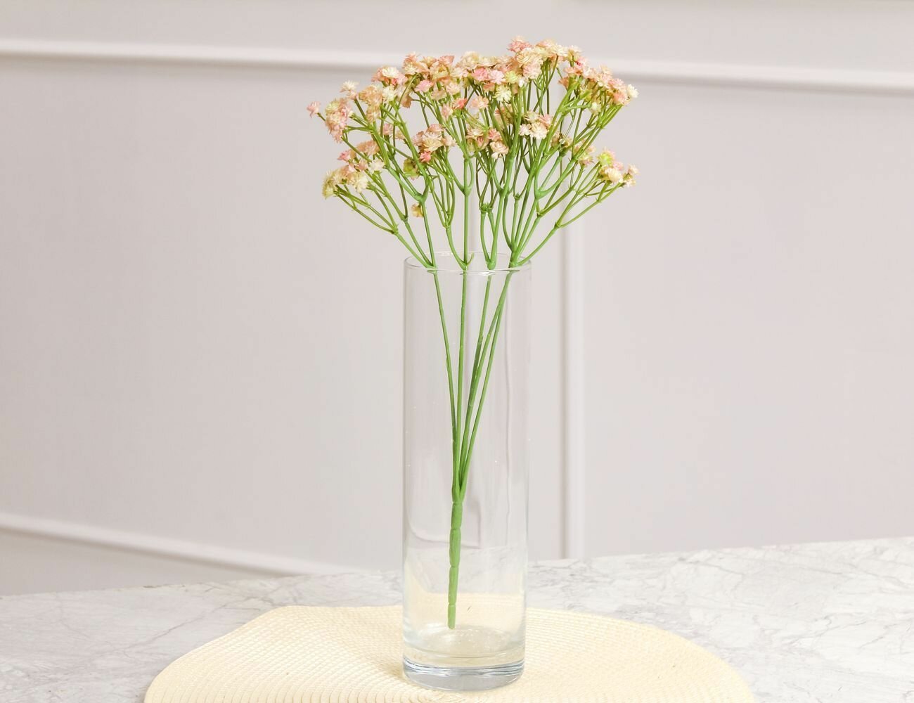 Декоративная ветка-букет кремовая гипсофила, текстиль, пластик, 40 см, EDG 2100065A999-4