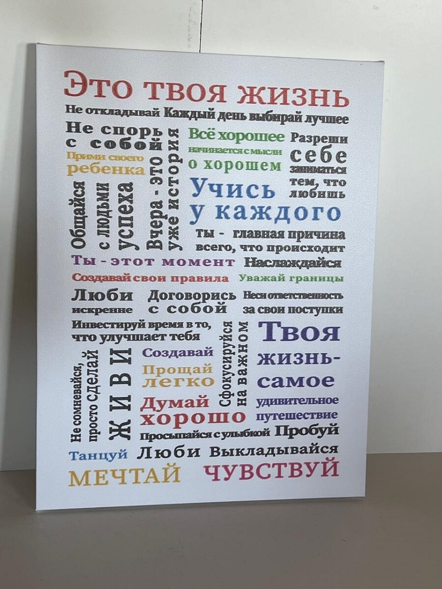 Картина мотивация постер на стену для интерьера "Это твоя жизнь - выбирай лучшее" 42х32 см декор комнаты на подрамнике
