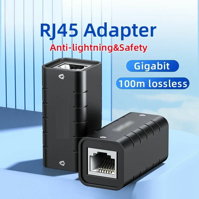 Разъем RJ45, сетевой удлинитель с защитой от молний, гигабитный Ethernet-адаптер, 100 метров, для кабеля Cat7, Cat6, Cat5e