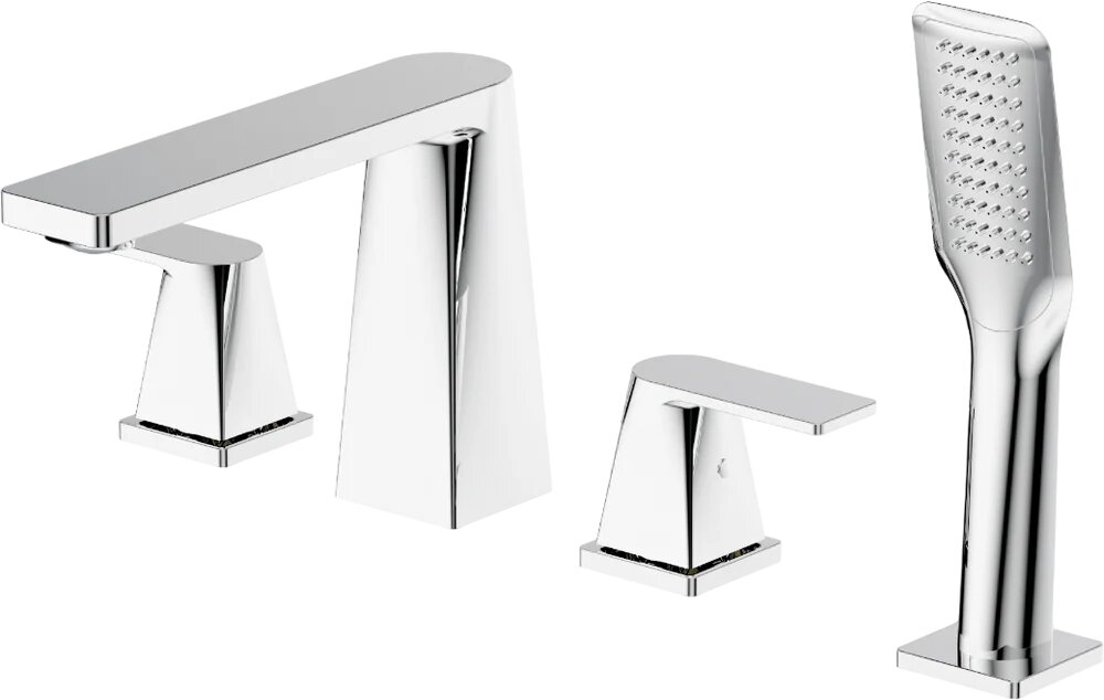 Смеситель на борт ванны Kaiser Terso 70122 С внутренней частью, встраиваемый, с душевой лейкой, хром, глянцевый, латунный, смеситель для ванны с душем, рычажный