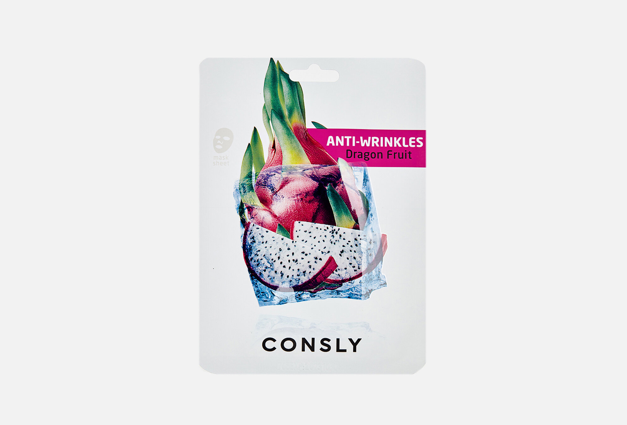 Антивозрастная тканевая маска с экстрактом драгонфрута CONSLY Dragon Fruit Anti-Wrinkles Mask Pack