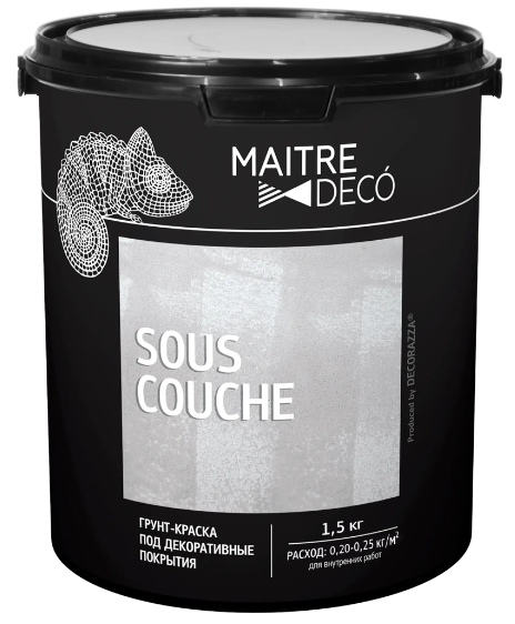 Маитре деко «Соус-Коуче» грунт-краска для декоративных покрытий белая (1.5кг)