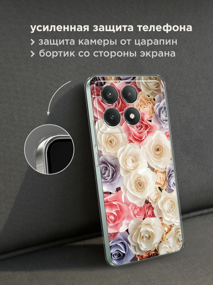 Чехол на Xiaomi Poco X6 PRO 5G / Поко X6 Про 5G с принтом "Пастельные розы" — фото 1
