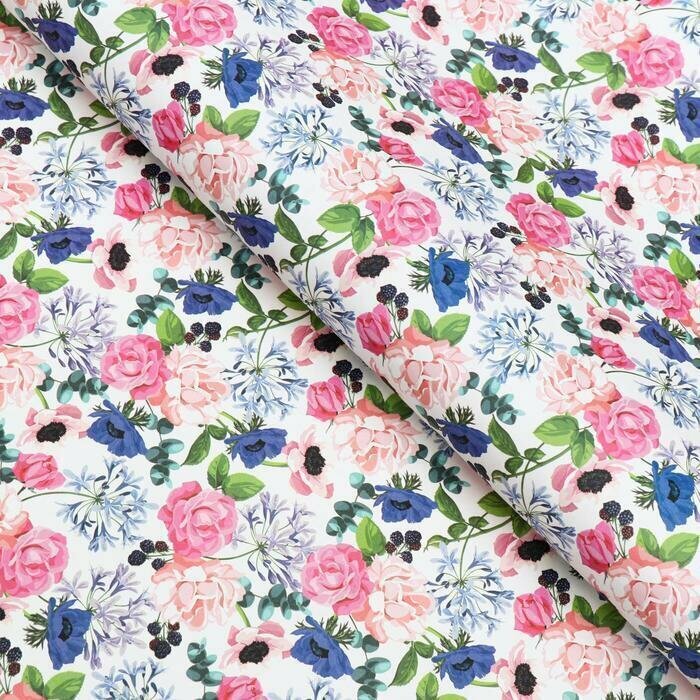 !09 Бумага (набор 3 листа) упаковочная крафтовая "Розы" 50 × 70 см.