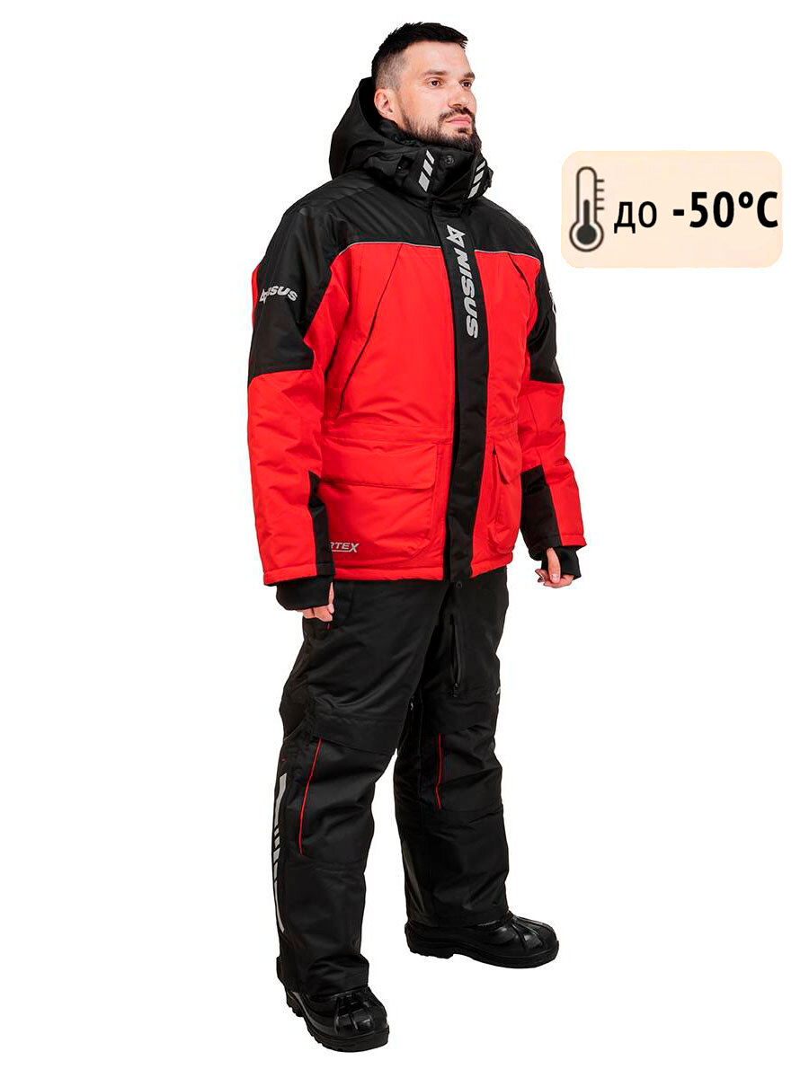 Костюм зимний рыболовный NISUS CASTOR, 10/10К, Шелтер до-50С, цв. красный, р.2XL, (T-KSC-2XL-54/176R)