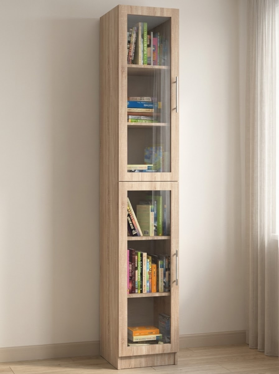 Шкаф-пенал книжный Вита 1-2 с 6 полками, ШхГхВ: 34х38х210 см, дуб сонома