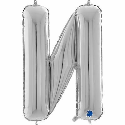 Воздушный шар фольгированный GRABO Буква И, серебряный, 26"