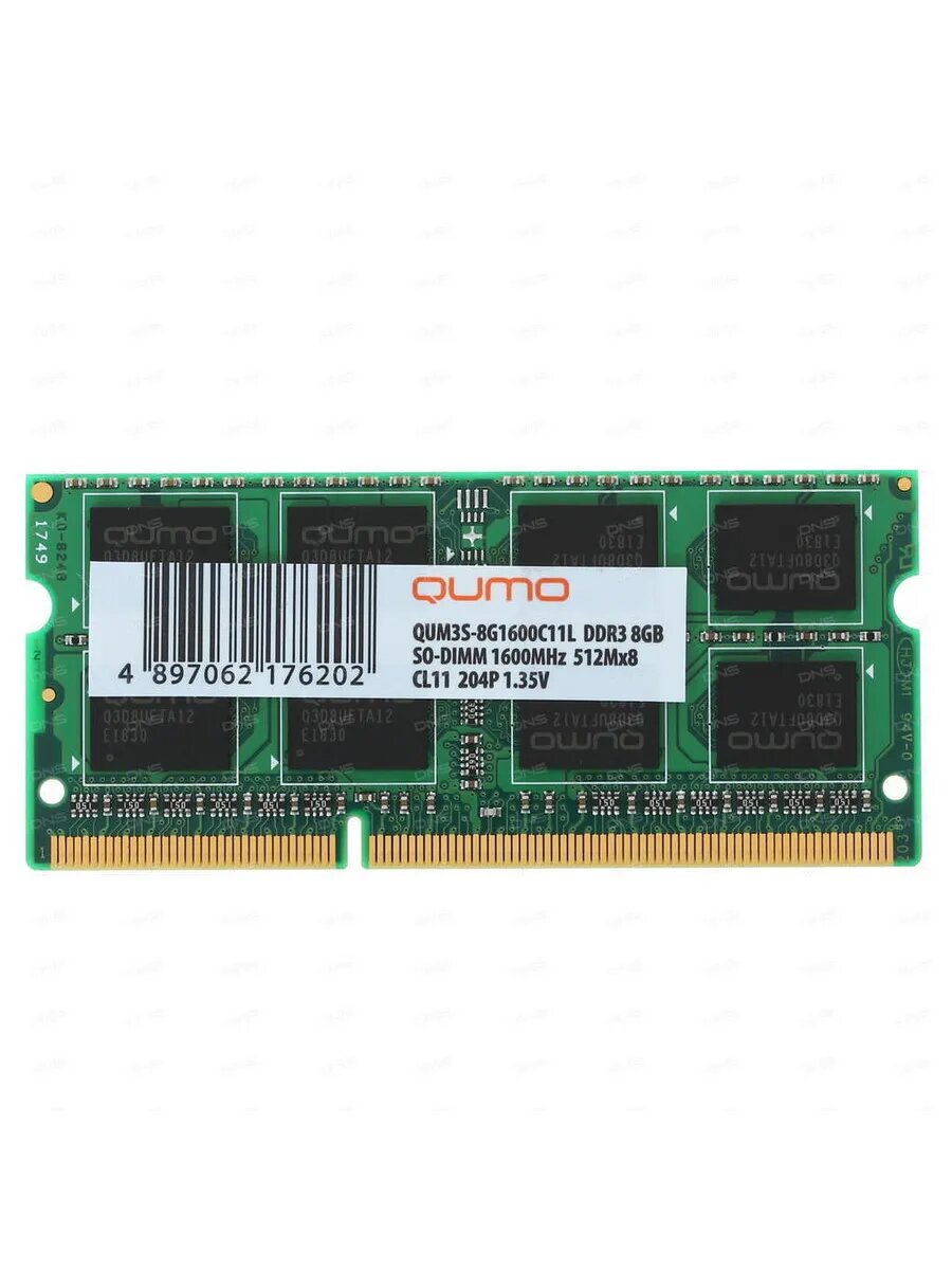 Оперативная память QUM3S-8G1600C11L 8 ГБ SO-DIMM DDR3L, 1600