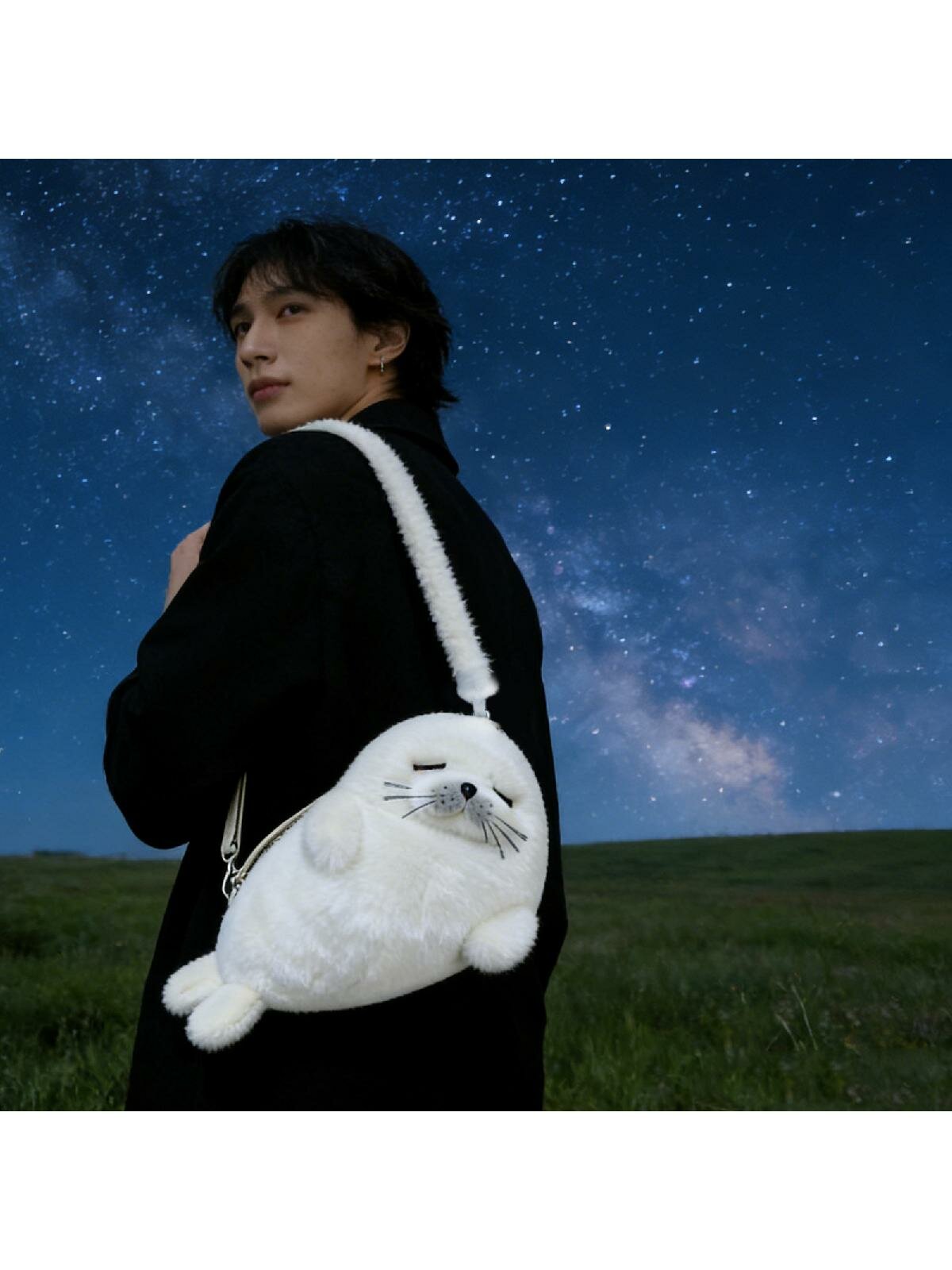 Кошельки в форме тюленя, плюшевая сумка через плечо с регулируемым ремешком для женщин