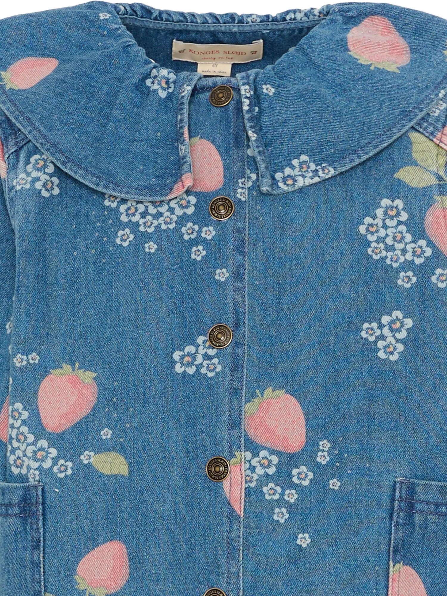 Куртка Konges Slojd Strawberry print collared jacket, размер 122-128, синий — фото 1