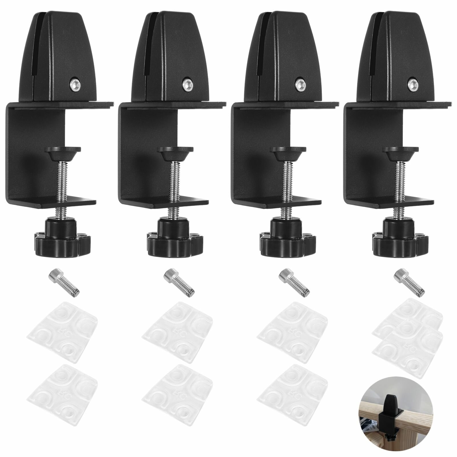 Регулируемые зажимы для перегородок из оргстекла, 4 шт, без сверления, алюминиевый сплав, крепления для панелей 0.16-0.79 дюйма