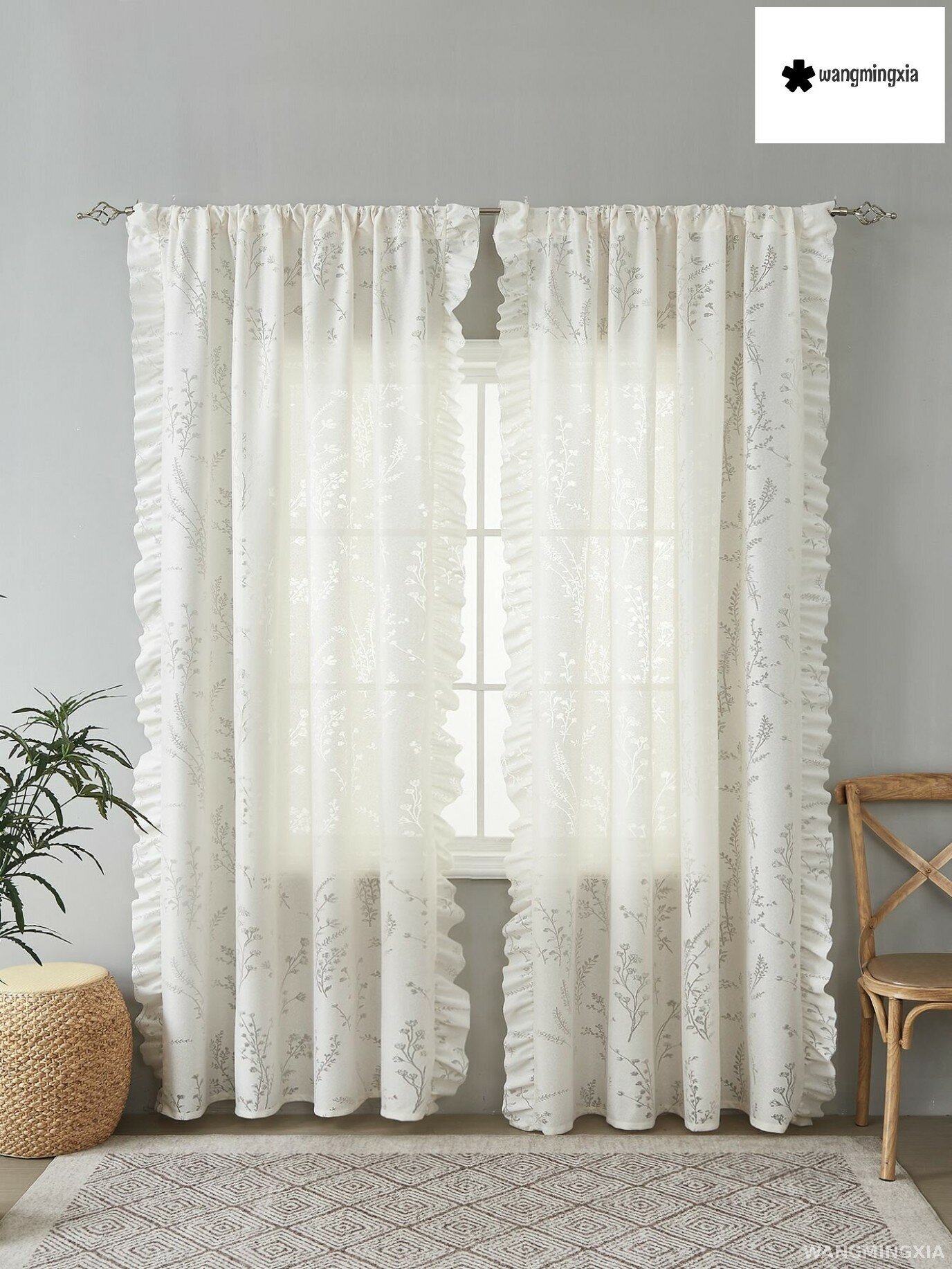 Эксклюзивные плотные портьеры с рюшами на проходных карнизах, бежевый оттенок, размер 140 на 260 см, комплект из одной шторы