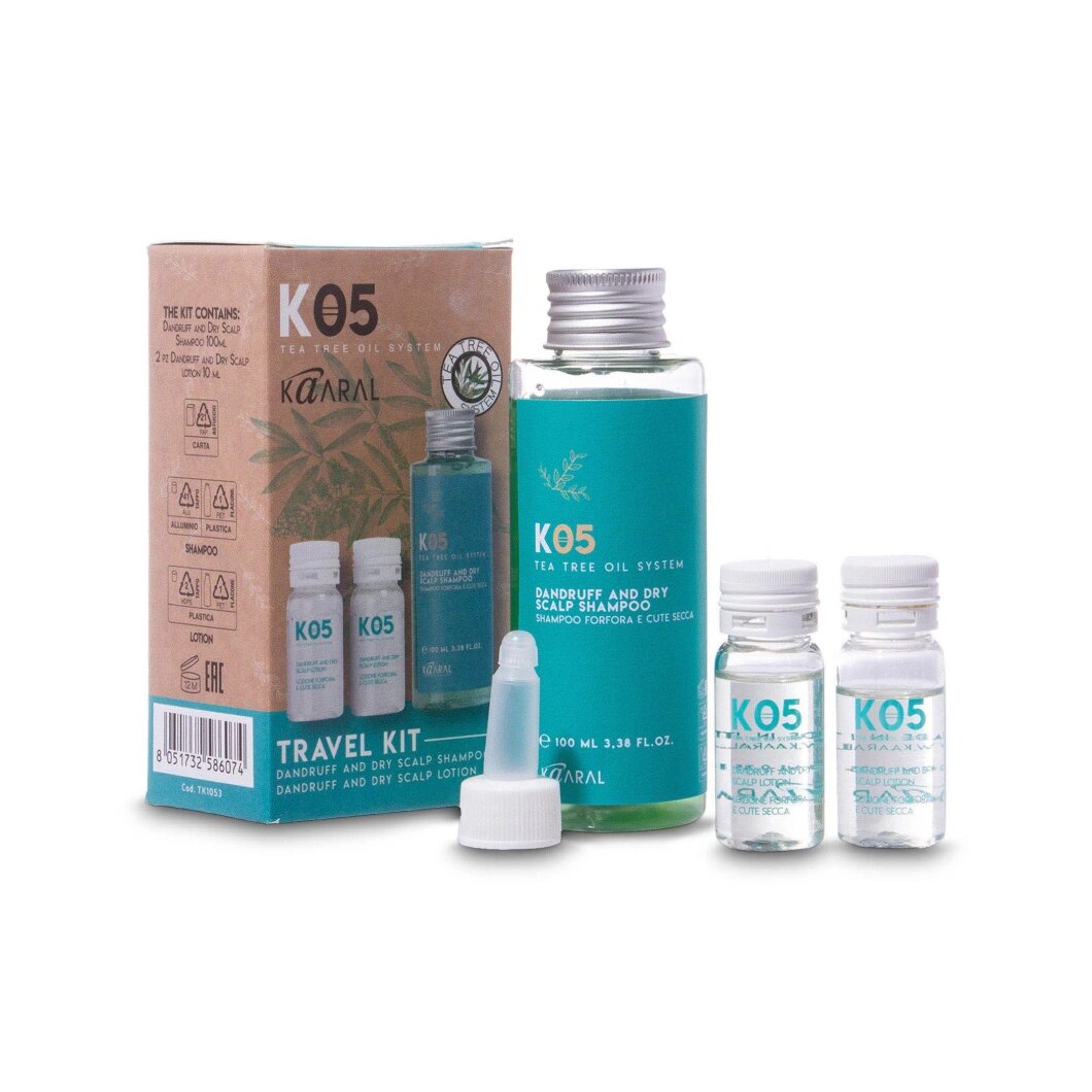 Набор Kaaral TRAVEL KIT DANDRUFF AND DRY SCALP от перхоти для сухой кожи головы (лосьон 2*10мл+шампунь 100мл)