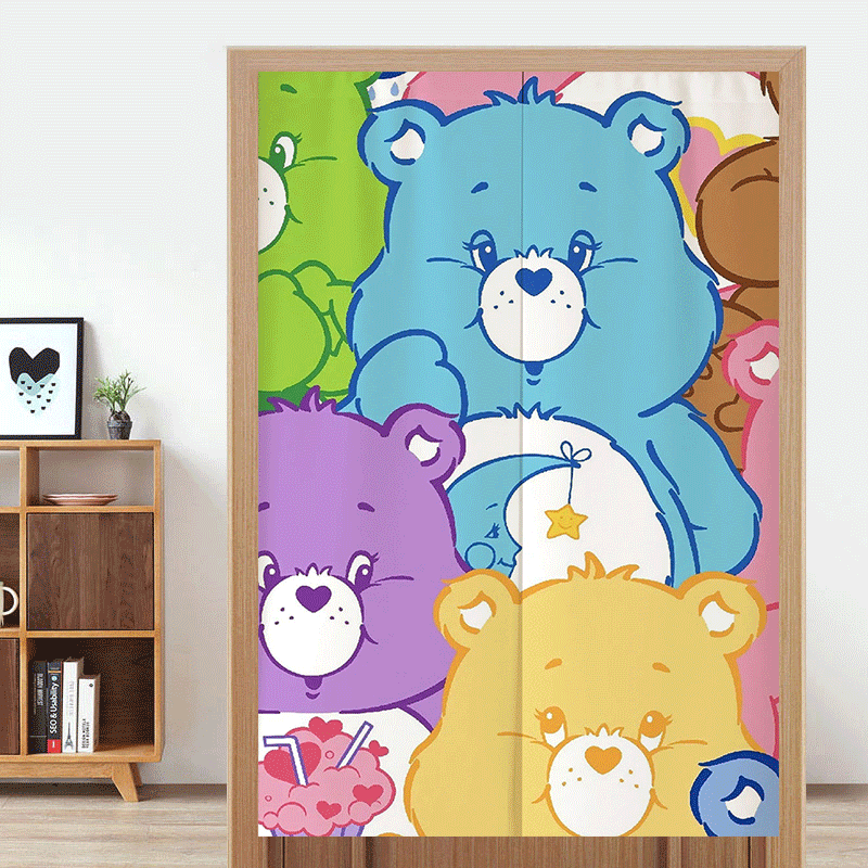 Стиль 1 Сердце Медвежонок Радуга Сегментированная Штора, 85x90 см, БезСверления для Спальни или Ванной