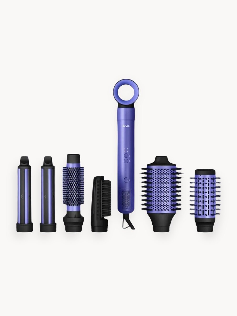 Фен щётка с ионизацией Tuvio HBI1415 фиолетовый, + подарок органайзер чёрный и термоперчатка