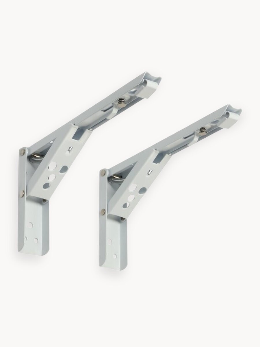 Кронштейн складной для столов и полок тундра, F001 , 2 шт, длина 200 мм, сталь, цвет белый 97039