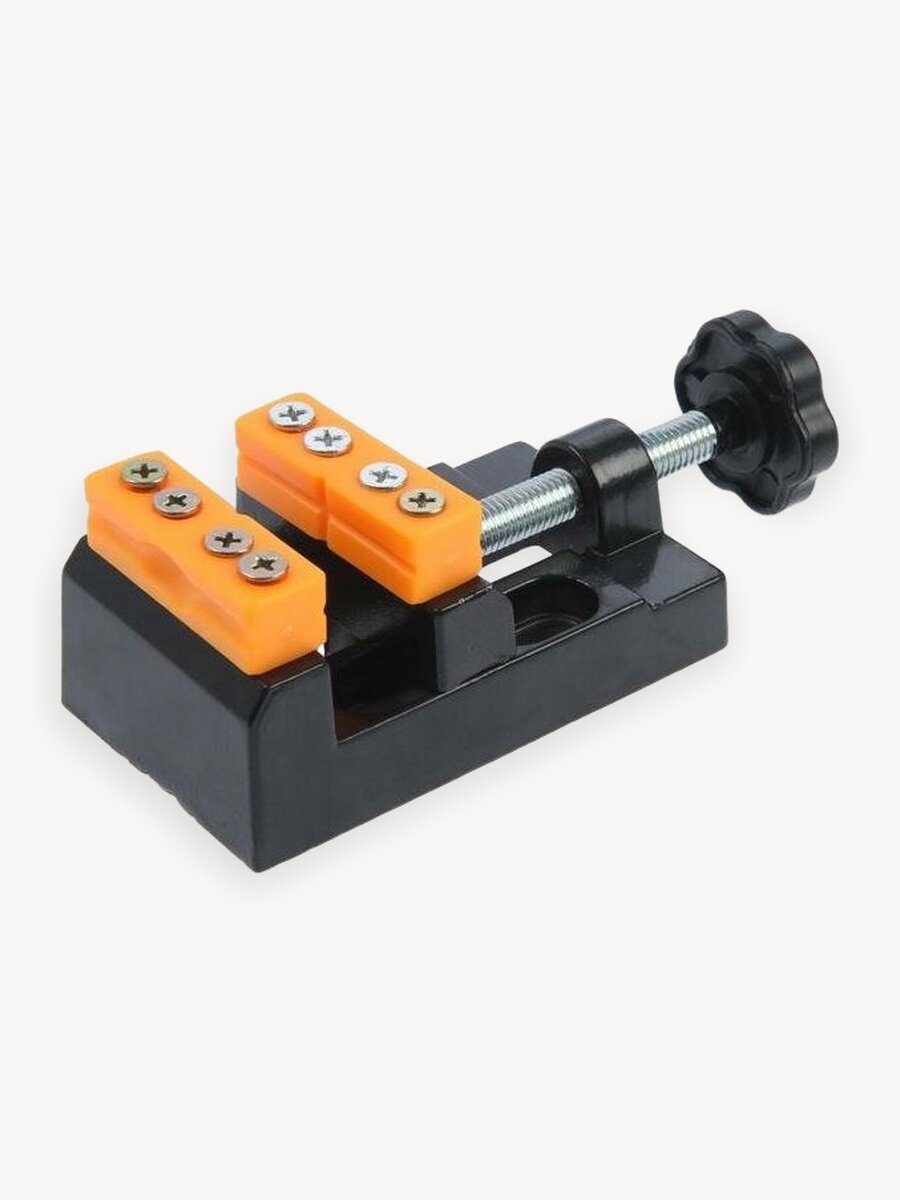 Мини-тиски тундра, алюминий, неповоротные, ширина зажима 55мм, черные